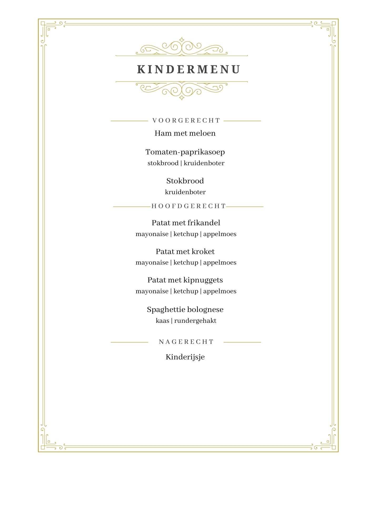 Kindermenu - 't Hilletje